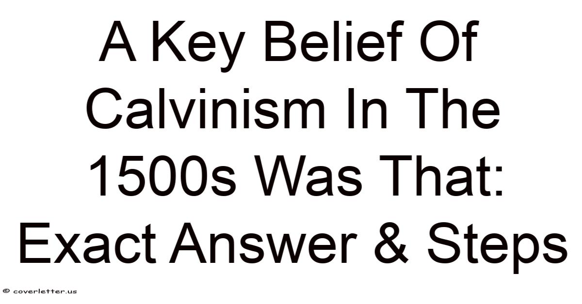 A Key Belief Of Calvinism In The 1500s Was That: Exact Answer & Steps