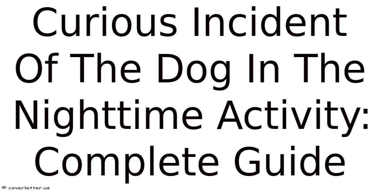 Curious Incident Of The Dog In The Nighttime Activity: Complete Guide