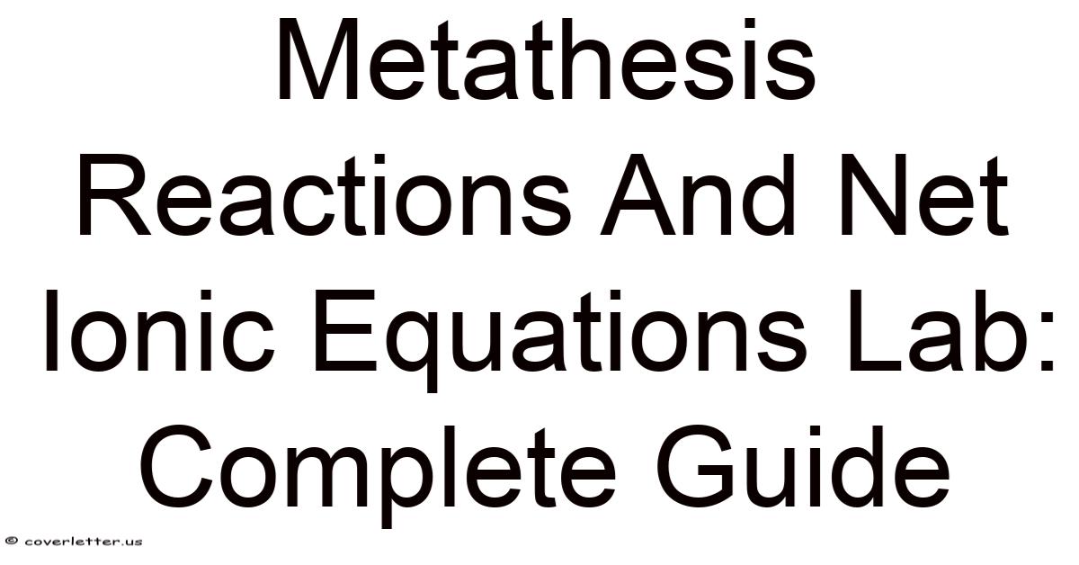 Metathesis Reactions And Net Ionic Equations Lab: Complete Guide